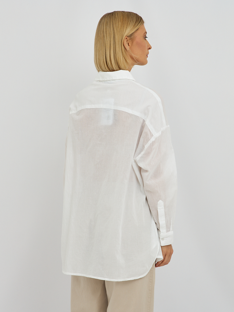 Купить блузка женская удлиненная с накладными карманами Белый D52CA123F-01A в официальном ...