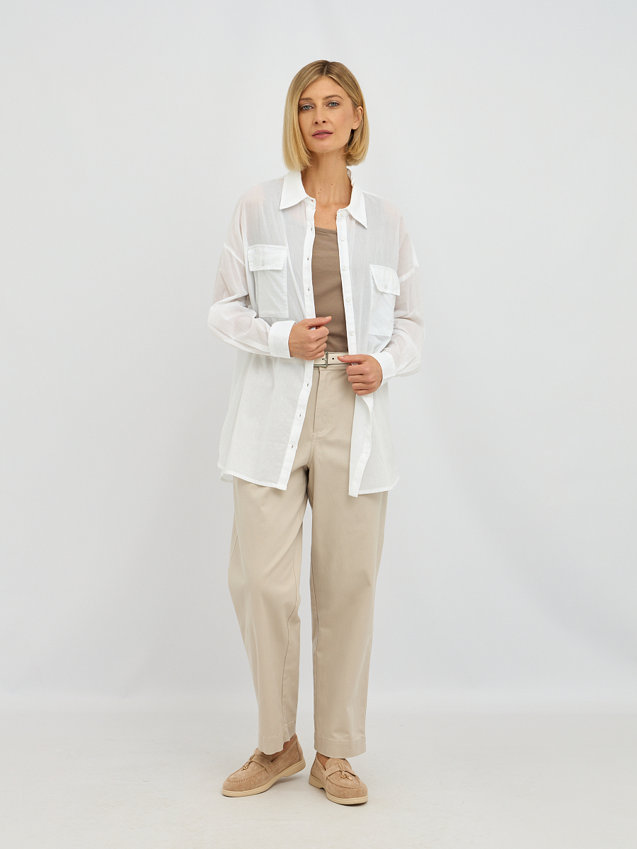 Купить блузка женская удлиненная с накладными карманами Белый D52CA123F-01A в официальном ...